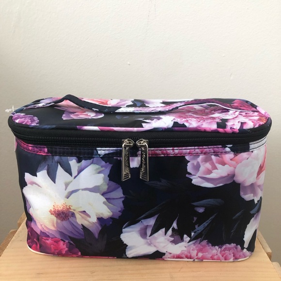 Modella | Bags | Modella Cosmetic Train Case Midnight Blue Pink Flowers ...